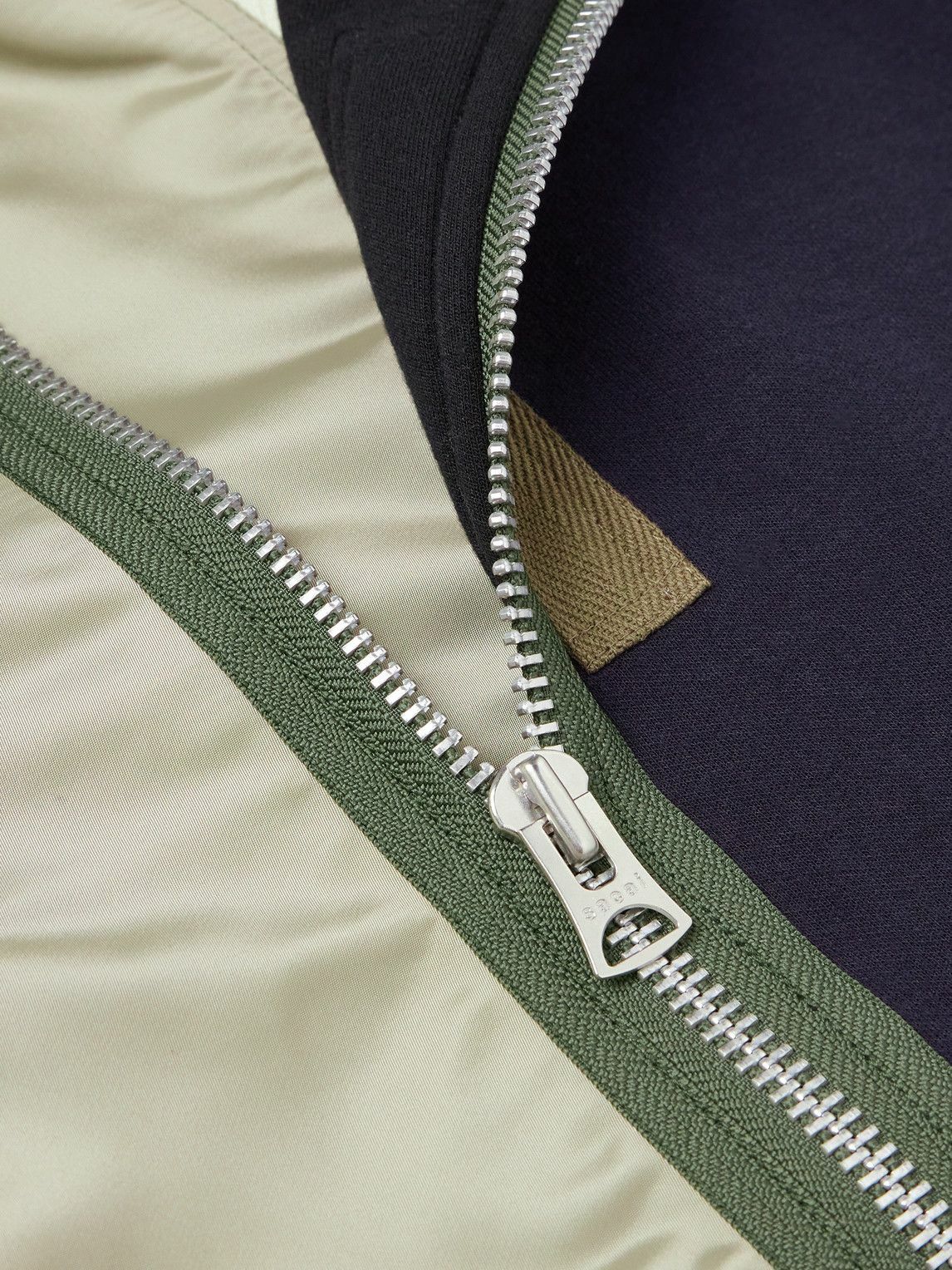 Sacai - Asymmetric Panelled Cotton-Blend Jersey and Shell Hoodie - Blue Sacai