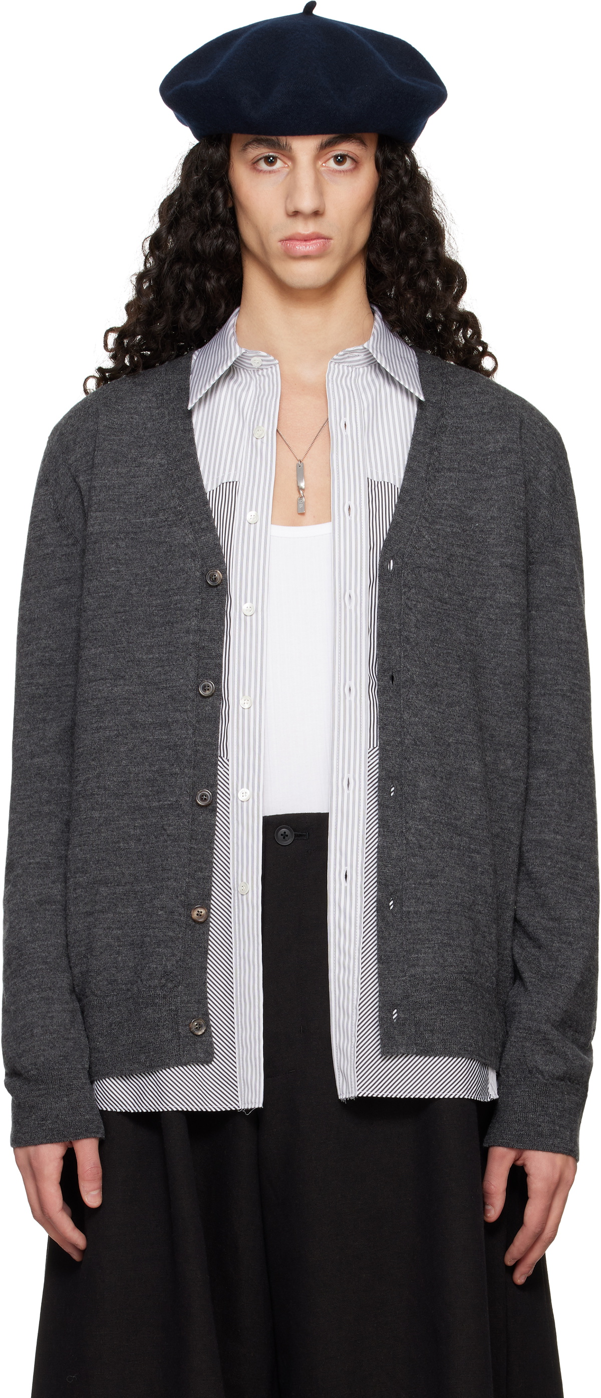 Maison Margiela Gray Elbow Patch Cardigan Maison Margiela