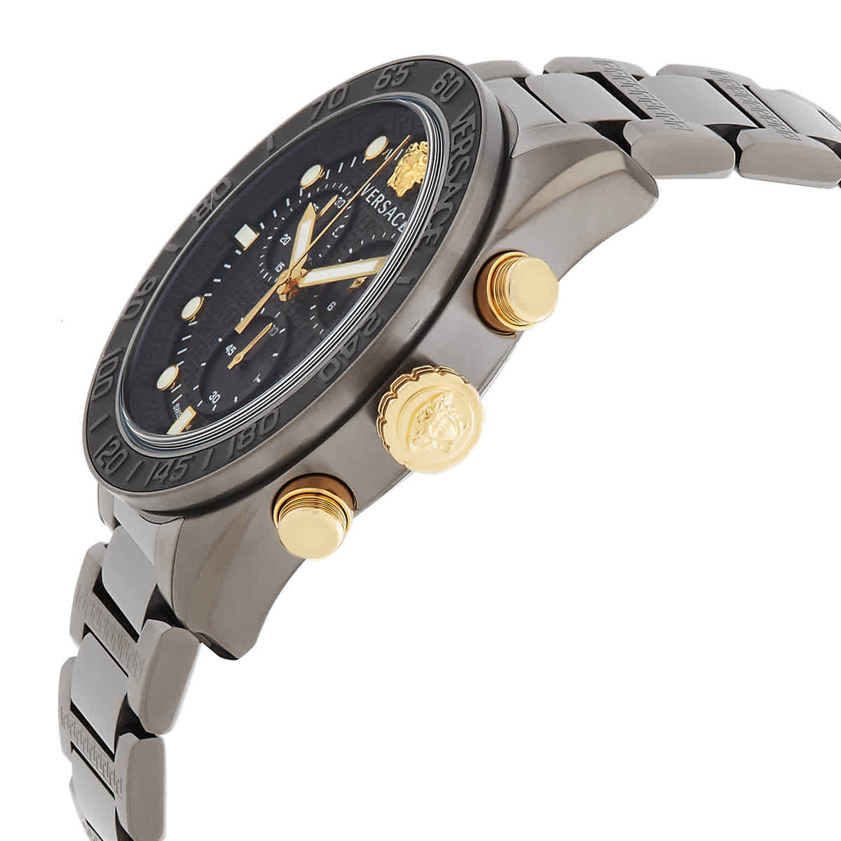 Versace Greca Dome Chronograph Quartz Black Dial Mens Watch VE6K00623 ...