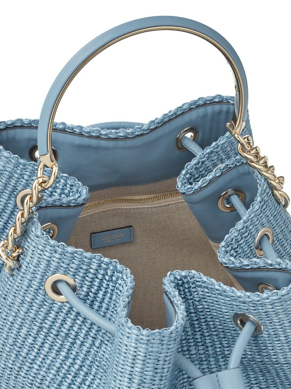 JIMMY CHOO - Bon Bon Maxi Raffia Bucket Bag Jimmy Choo