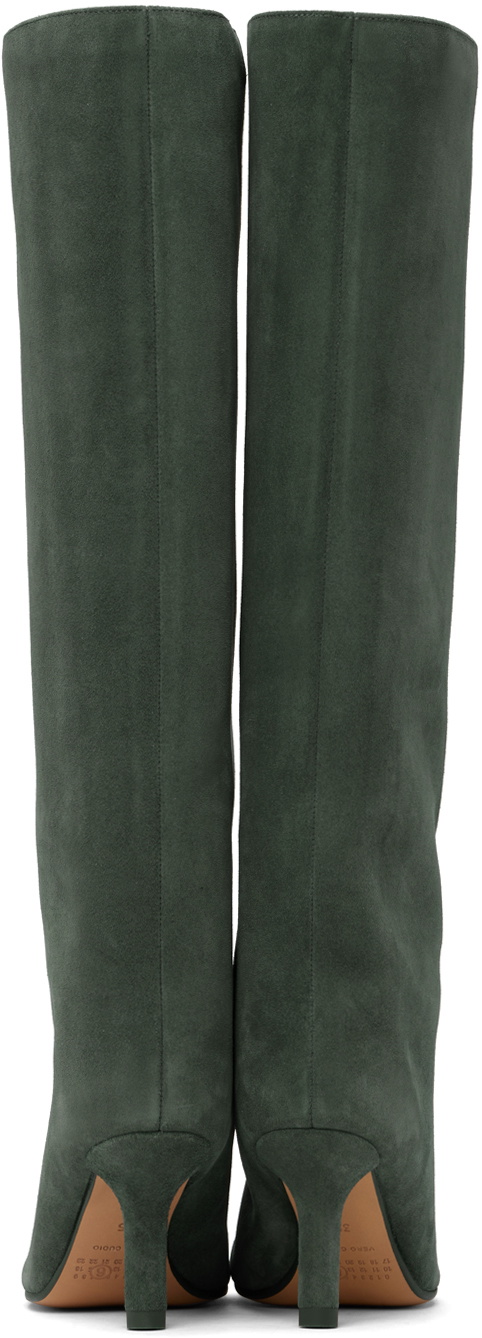 MM6 Maison Margiela Green Anatomic Tall Boots MM6 Maison Margiela