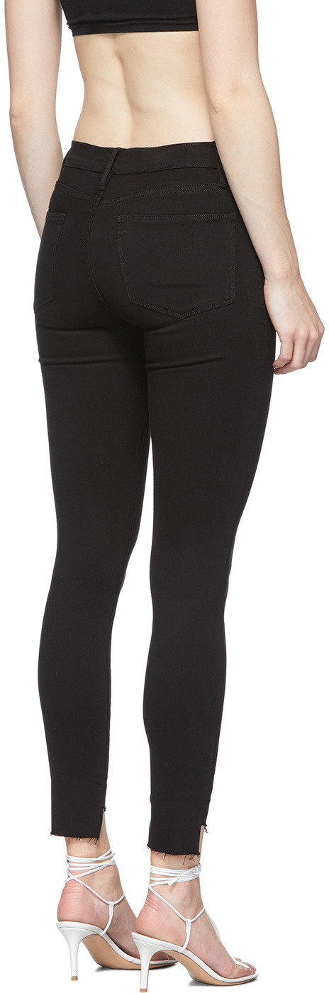 FRAME Black 'Le High Skinny' Raw Stagger Jeans Frame Denim