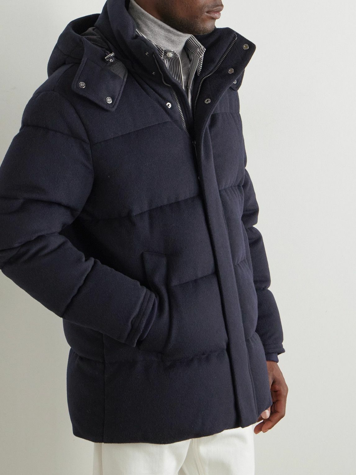 Ralph Lauren Purple label - Quilted Brushed Wool-Blend Hooded Down ...