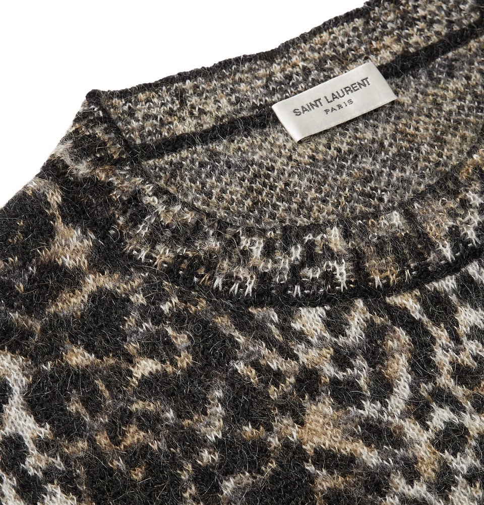 SAINT LAURENT - Leopard-Jacquard Knitted Sweater - Leopard print Saint ...