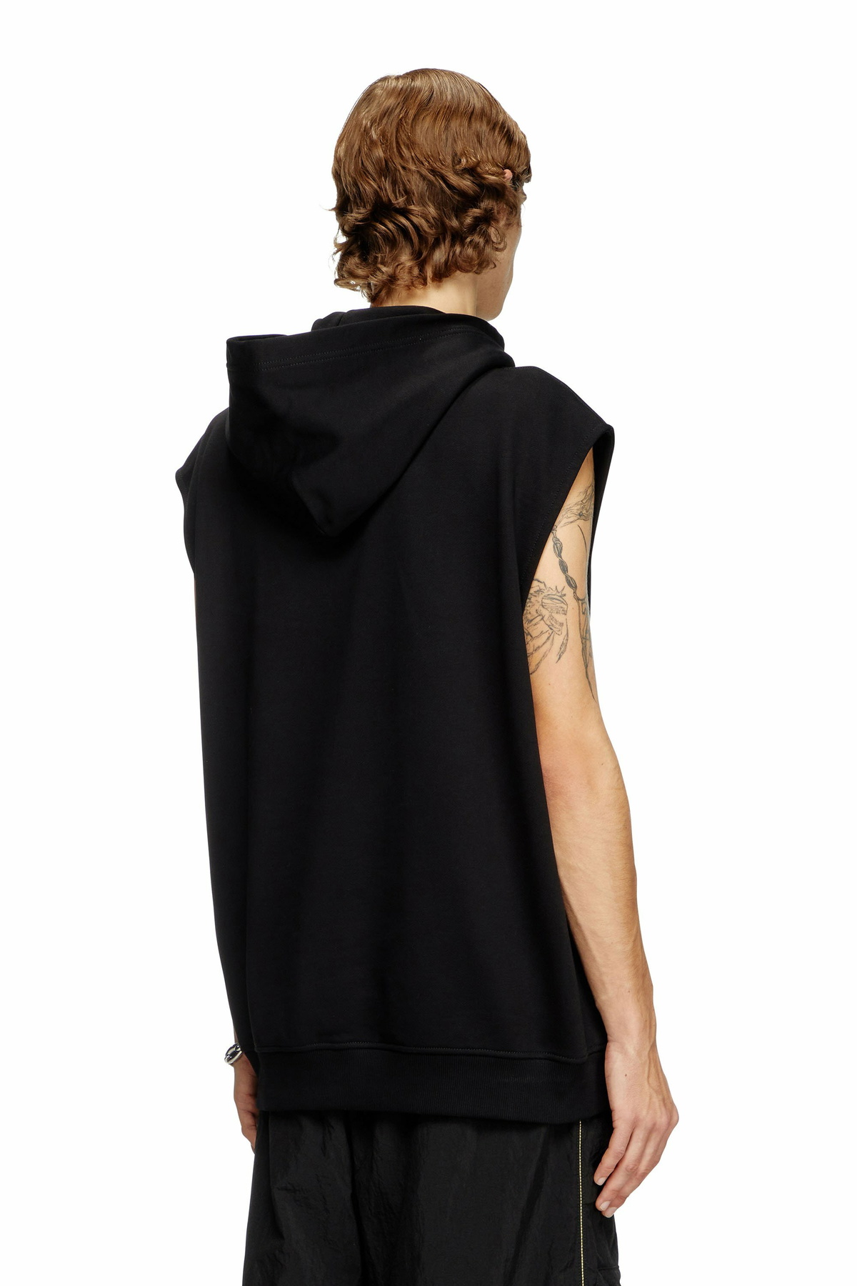 Diesel Sleeveless hoodie with D logo - Sweaters Mens in Black Diesel