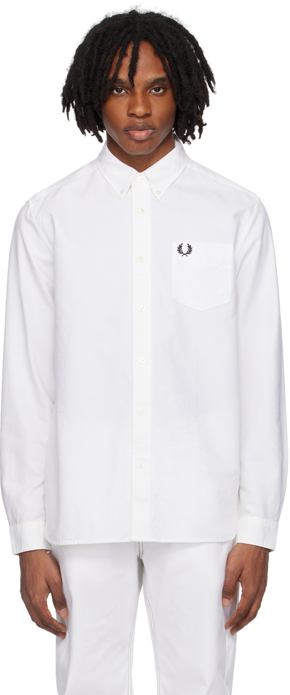 Fred Perry White Embroidered Shirt Fred Perry