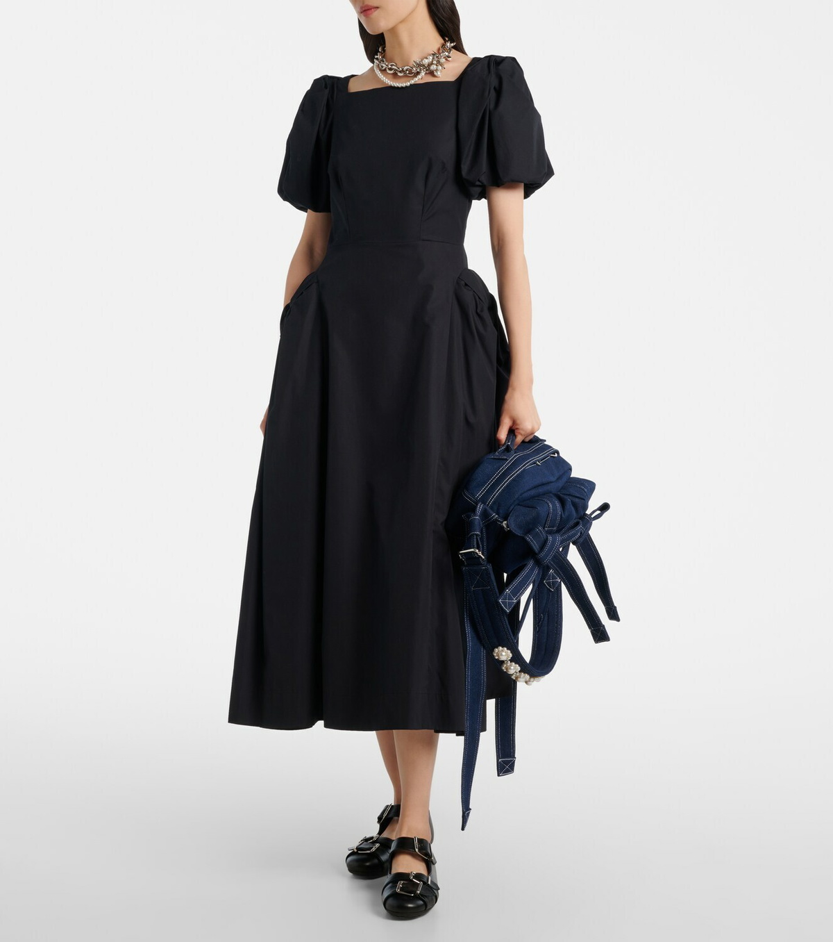 Simone Rocha Beaded bow-detail denim shoulder bag Simone Rocha