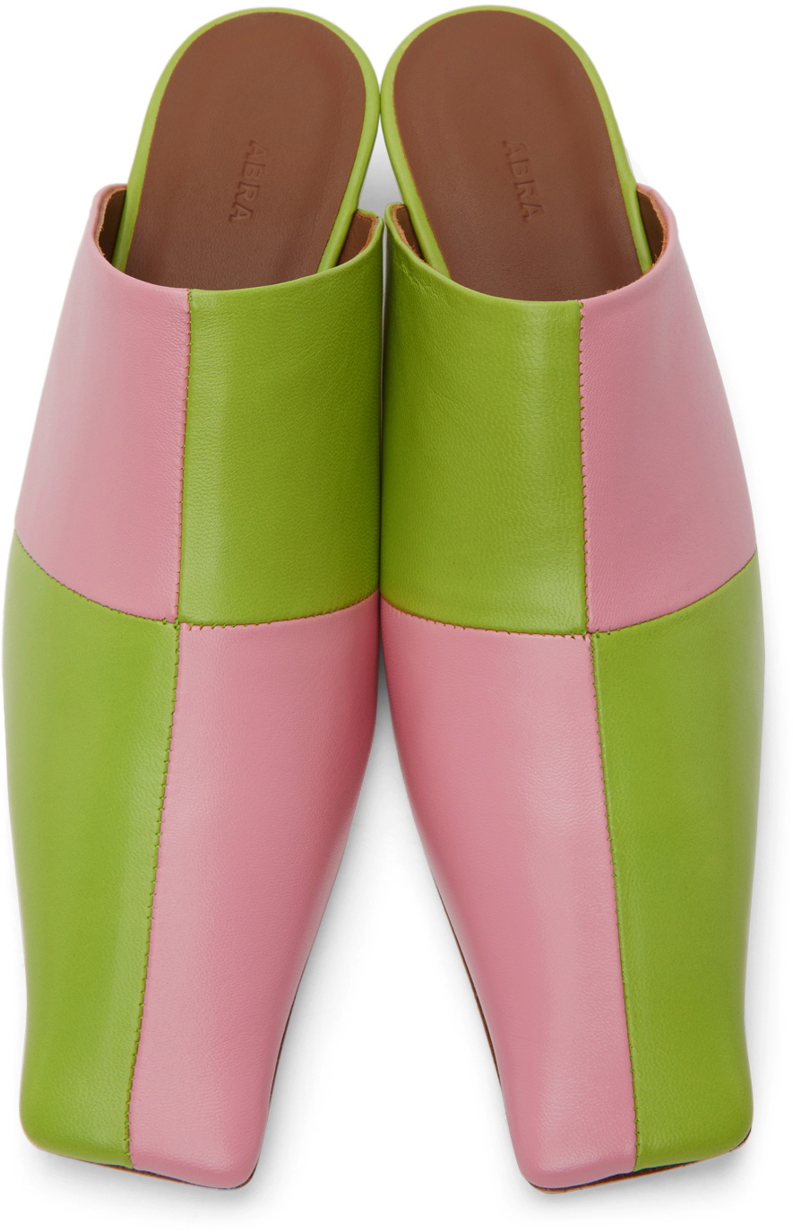 Abra Pink & Green Lord Mules ABRA