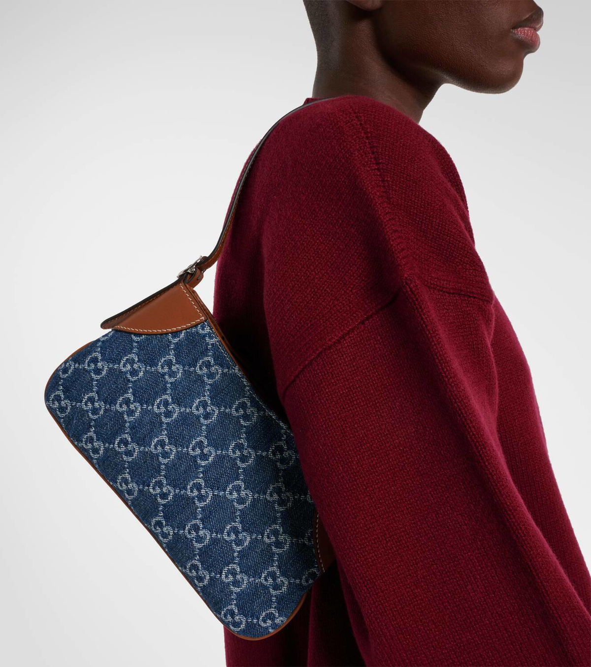 Gucci GG Emblem Super Mini denim shoulder bag Gucci