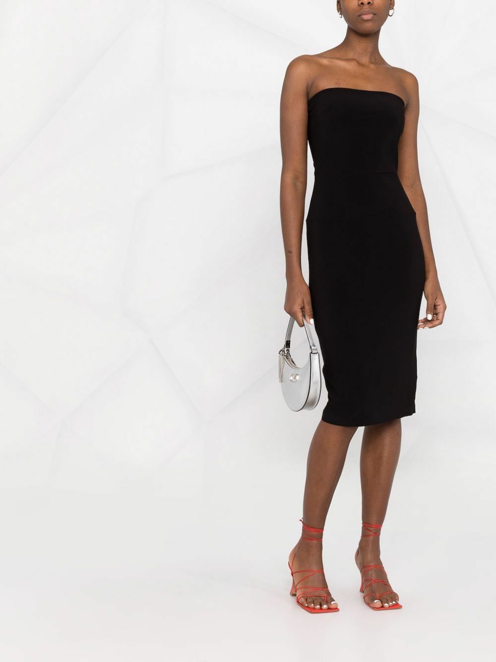 Norma Kamali Black Strapless Midi Dress Norma Kamali