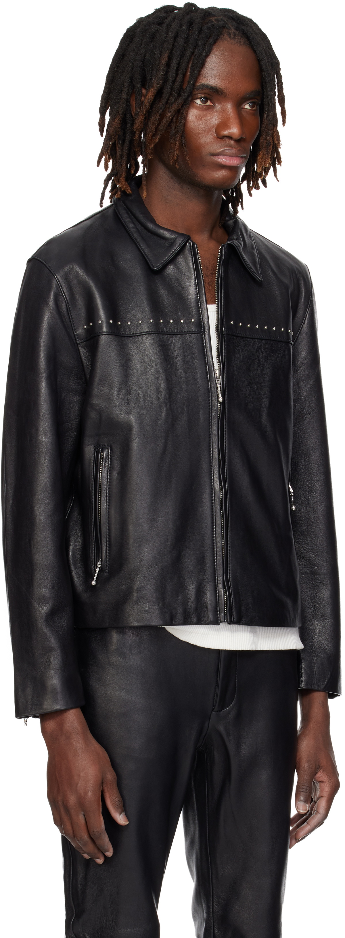 Ernest W. Baker Black Studded Leather Jacket Ernest W. Baker