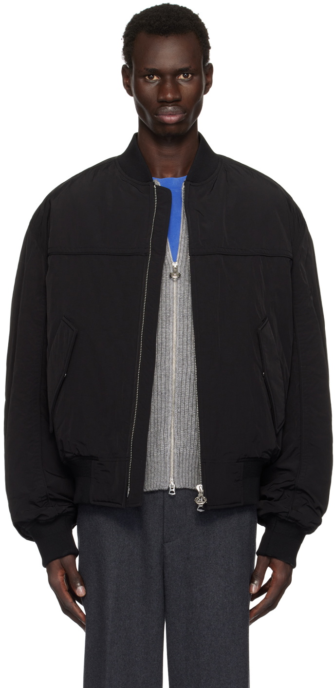 Solid Homme Black Biker Bomber Jacket Solid Homme