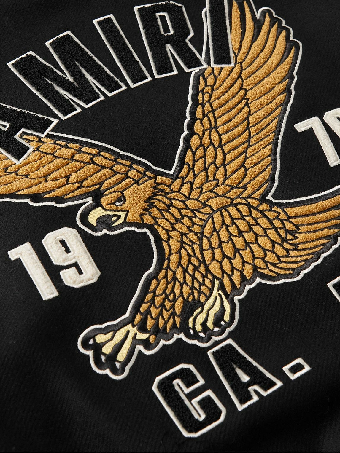 AMIRI - Appliquéd Embroidered Leather and Melton Wool-Blend Varsity ...