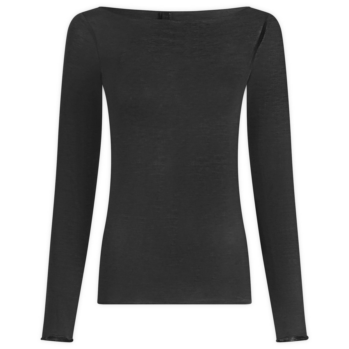 SKIMS Women's Sheer Modal Long Sleeve Wide Neck Top in Onyx SKIMS