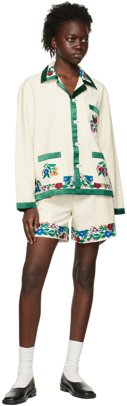 Bode Off-White Winter Garden Shorts Bode