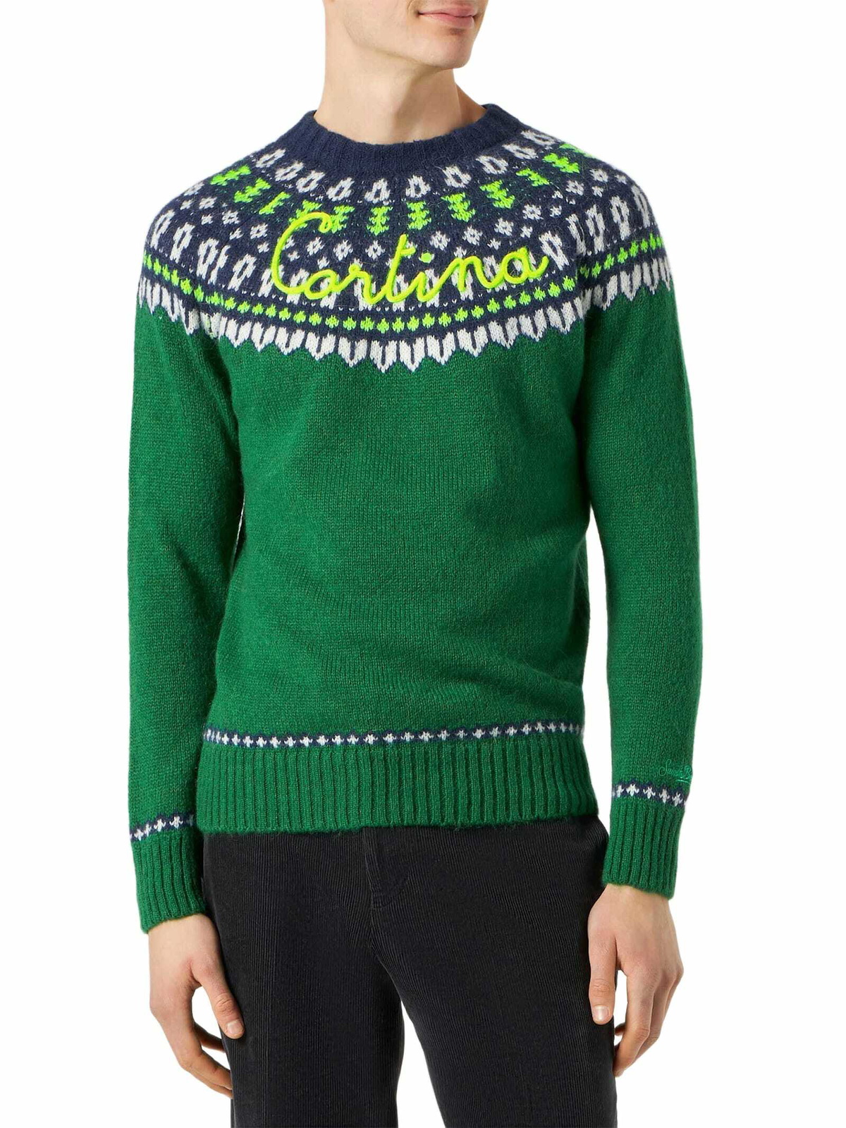 MC2 Saint Barth Man Brushed Sweater With Icelandic Jacquard MC2 Saint Barth