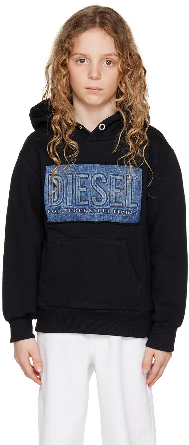 Diesel Kids Black Embossed Hoodie Diesel
