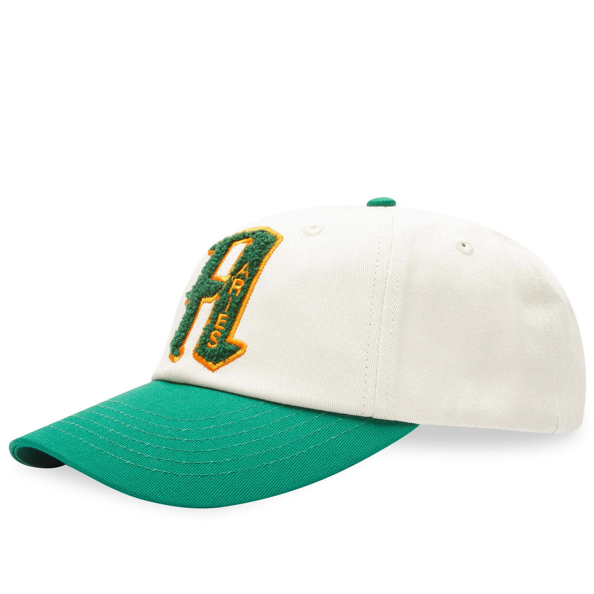 Aries Varsity Cap in Off White/Green ARIES