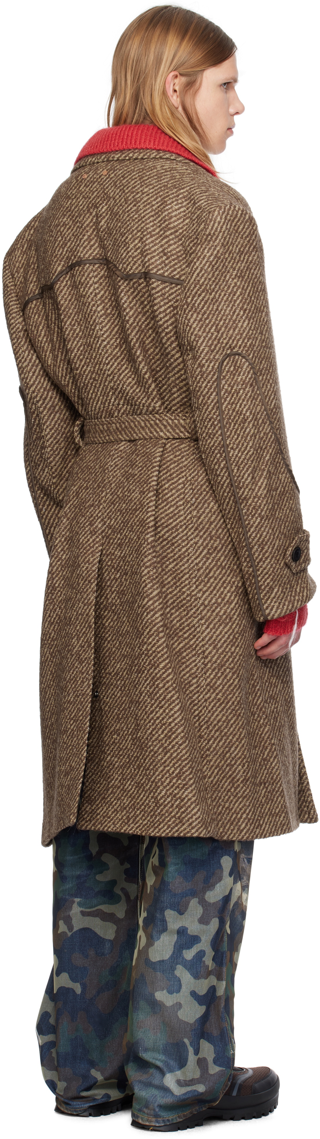 Andersson Bell Brown Rovy Double-Breasted Herringbone Trench Coat ...