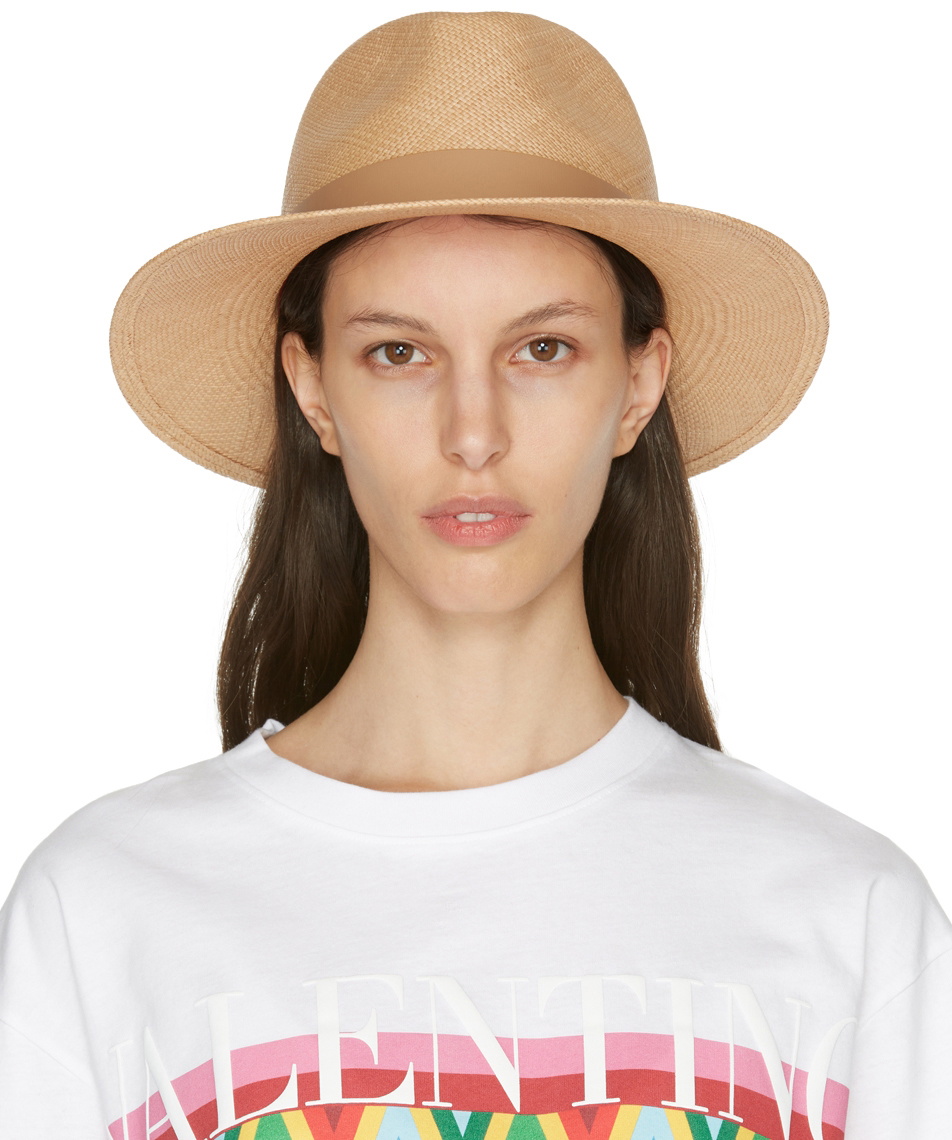 Valentino Garavani Tan Roman Stud Straw Hat Valentino Garavani