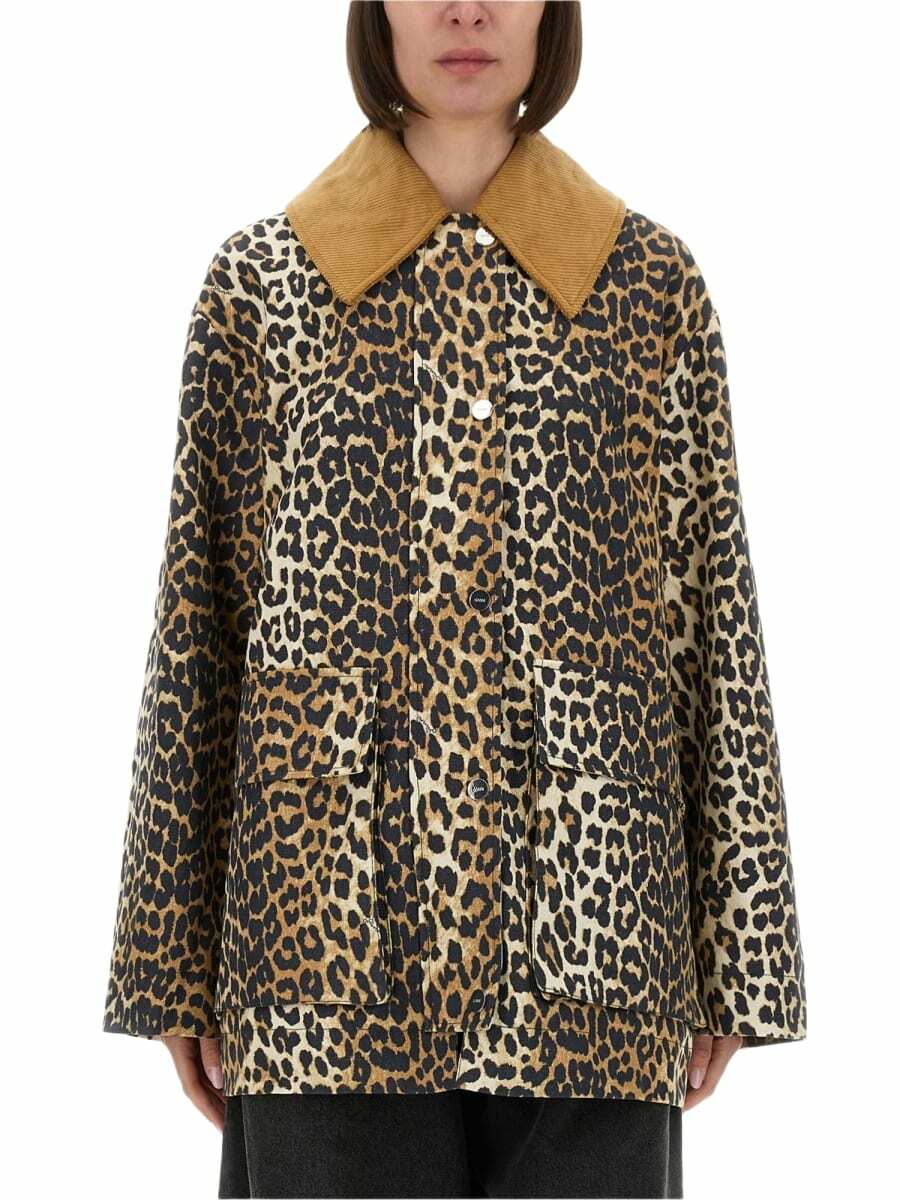 Ganni Leopard Print Midi Jacket GANNI