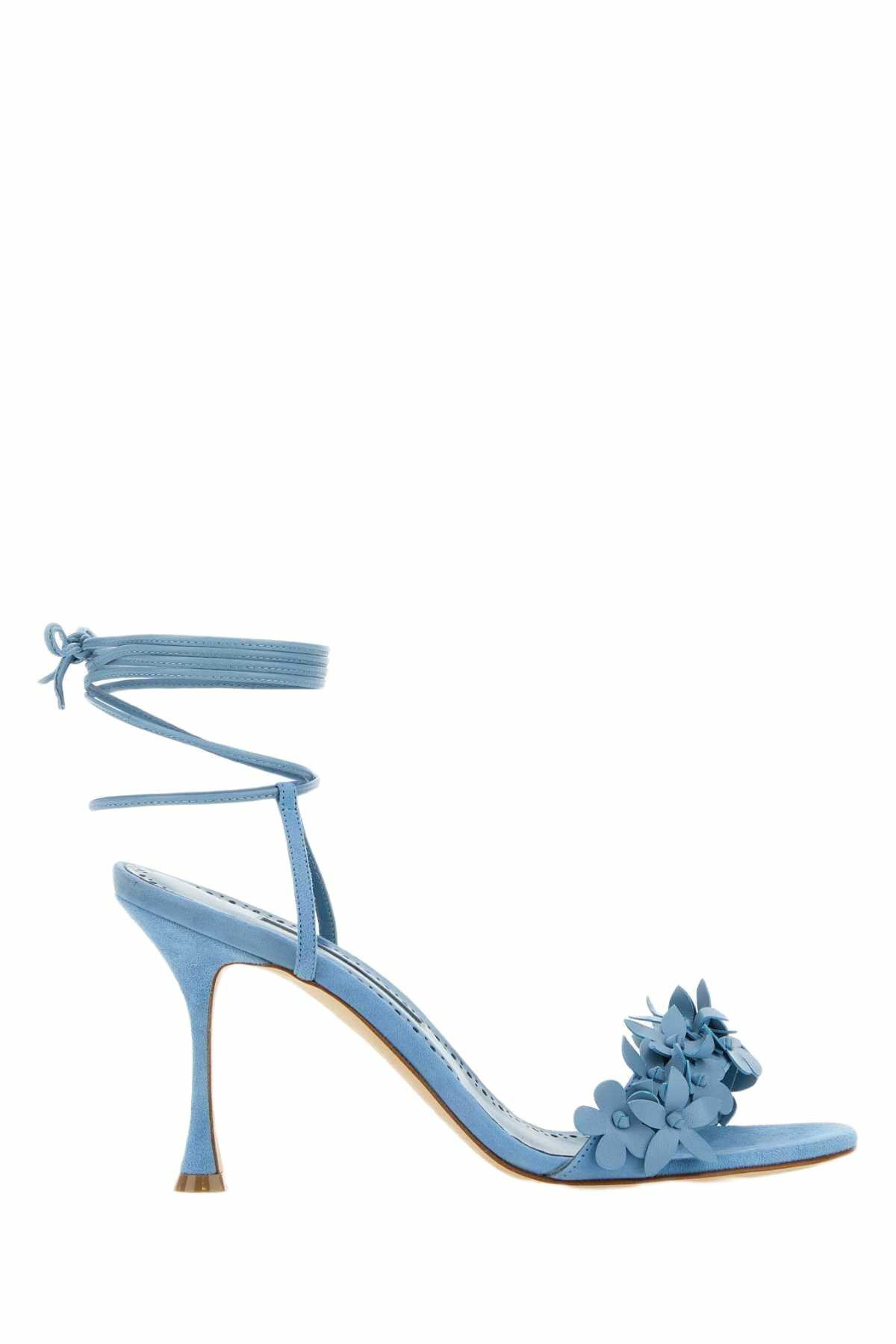 Manolo Blahnik Light Blue Leather Anista Sandals Manolo Blahnik