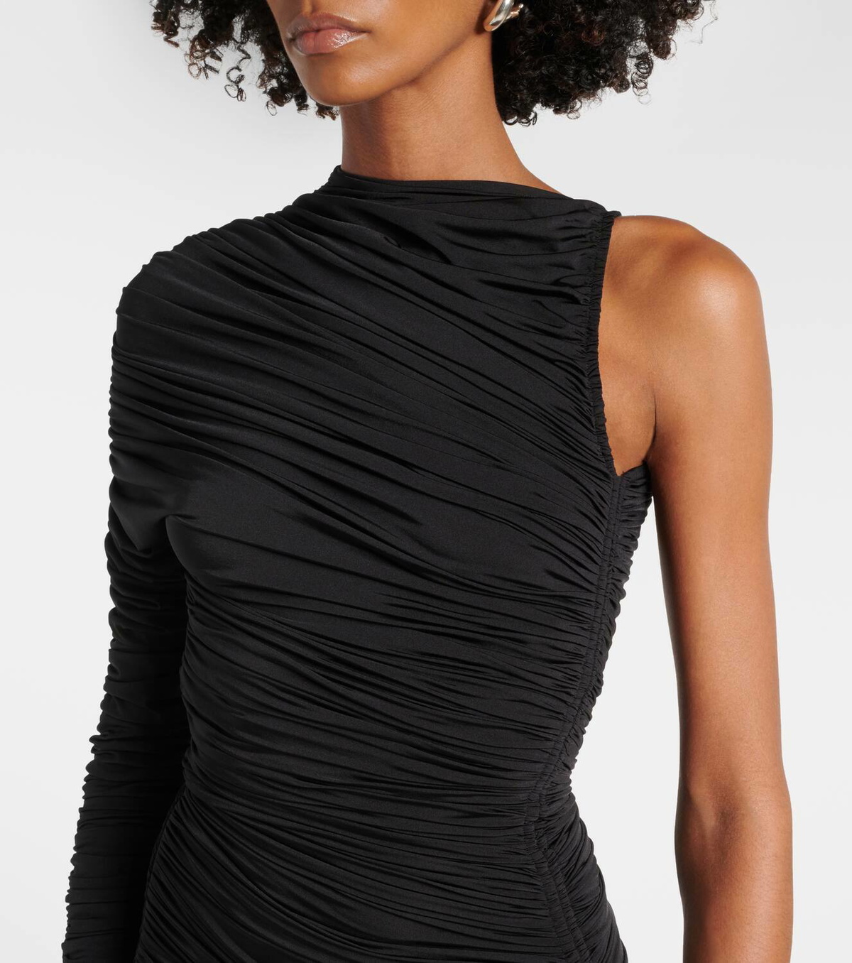 Mugler Asymmetric ruched midi dress Mugler
