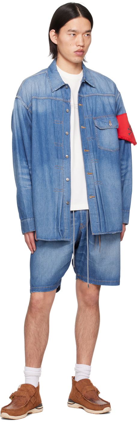 mastermind JAPAN Blue Pintucks Denim Shirt mastermind JAPAN