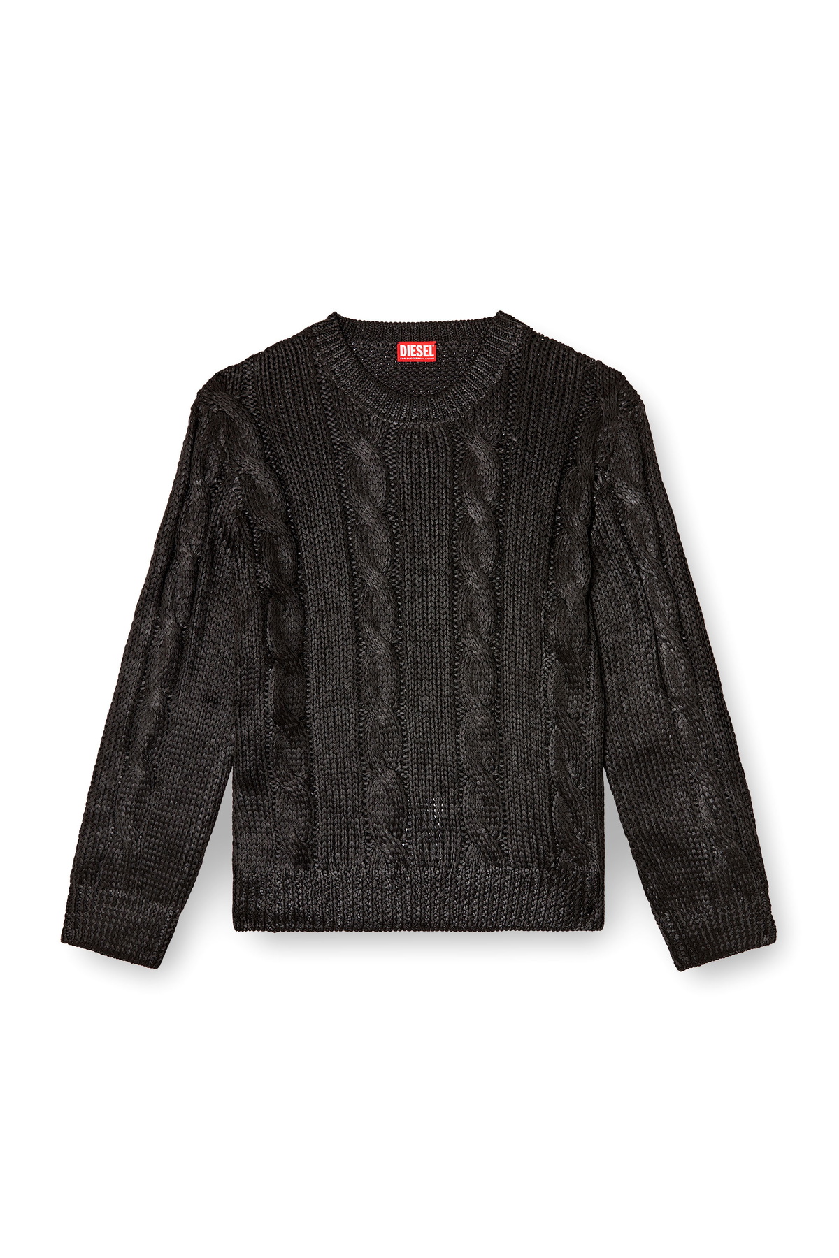Diesel Cable-knit jumper with shiny effect - Knitwear Mens in Black Diesel