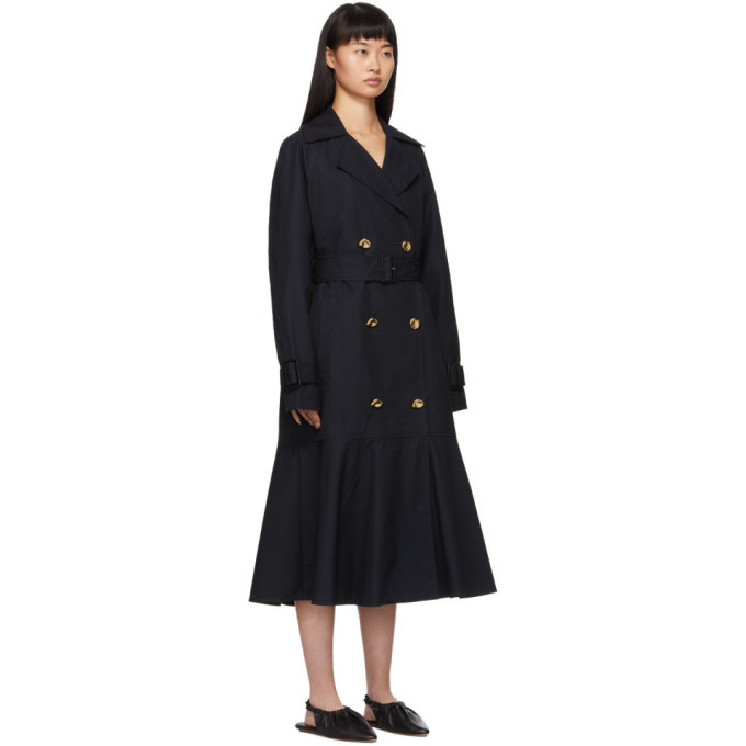 Tibi Navy Twill Trench Coat Tibi