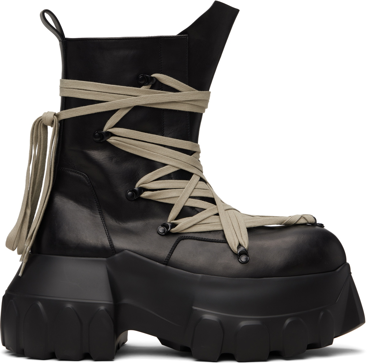 Rick Owens Black Temple Megalaced Mega Tractor Boots Rick Owens