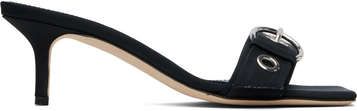 Aeyde Black Ilvy Eyelet Grosgrain Mules Aeyde