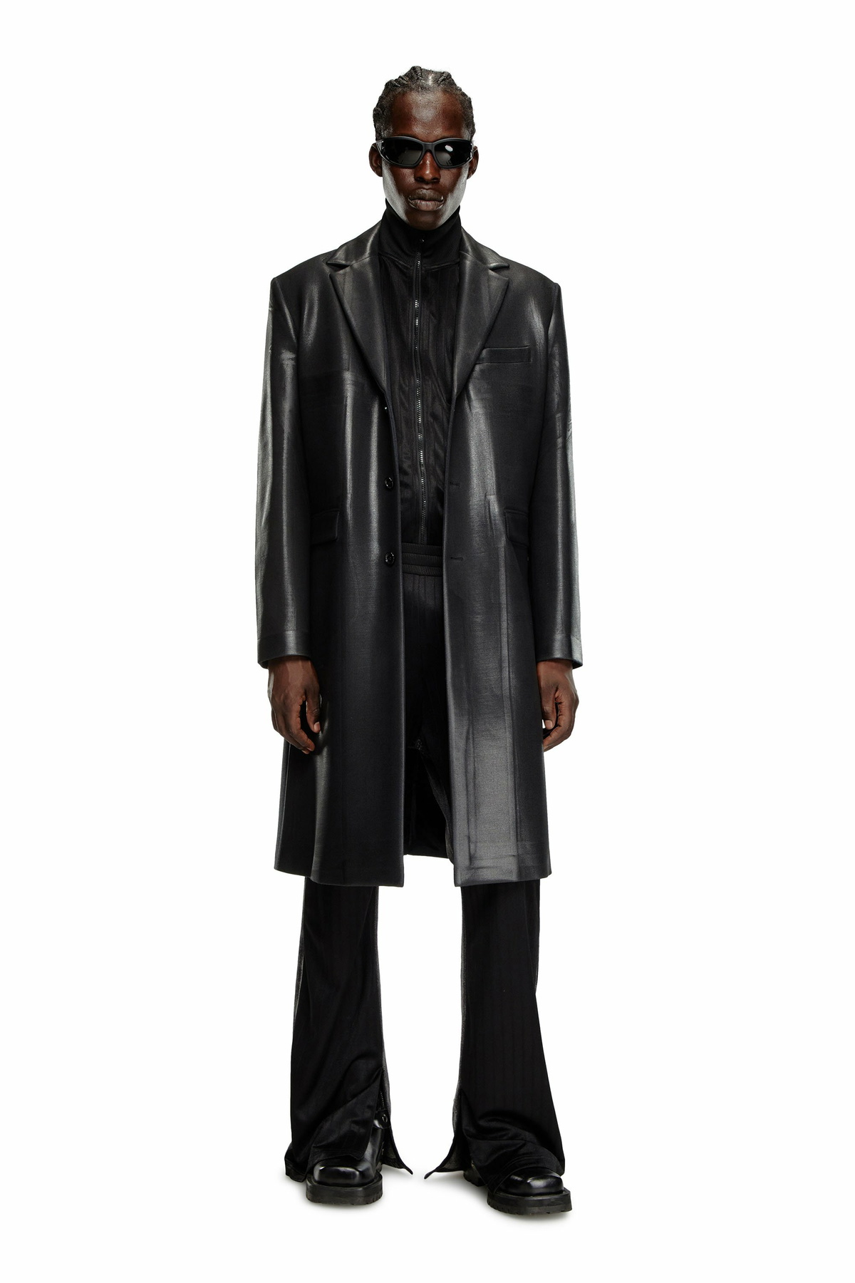 Diesel Coat in pinstriped cool wool - Winter Jackets Mens in Black Diesel