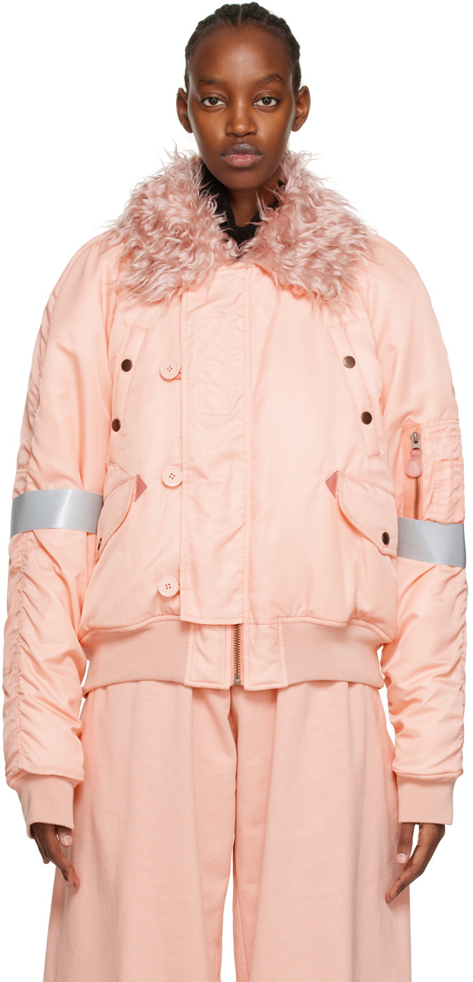 MM6 Maison Margiela Pink Insulated Bomber Jacket MM6 Maison Margiela