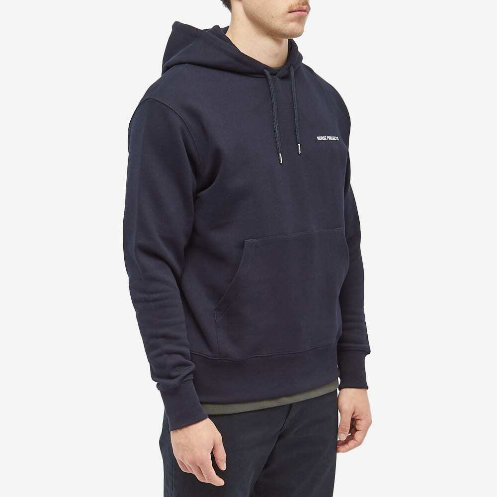 Norse Projects Men's Arne Logo Popover Hoody in Dark Navy Norse Projects