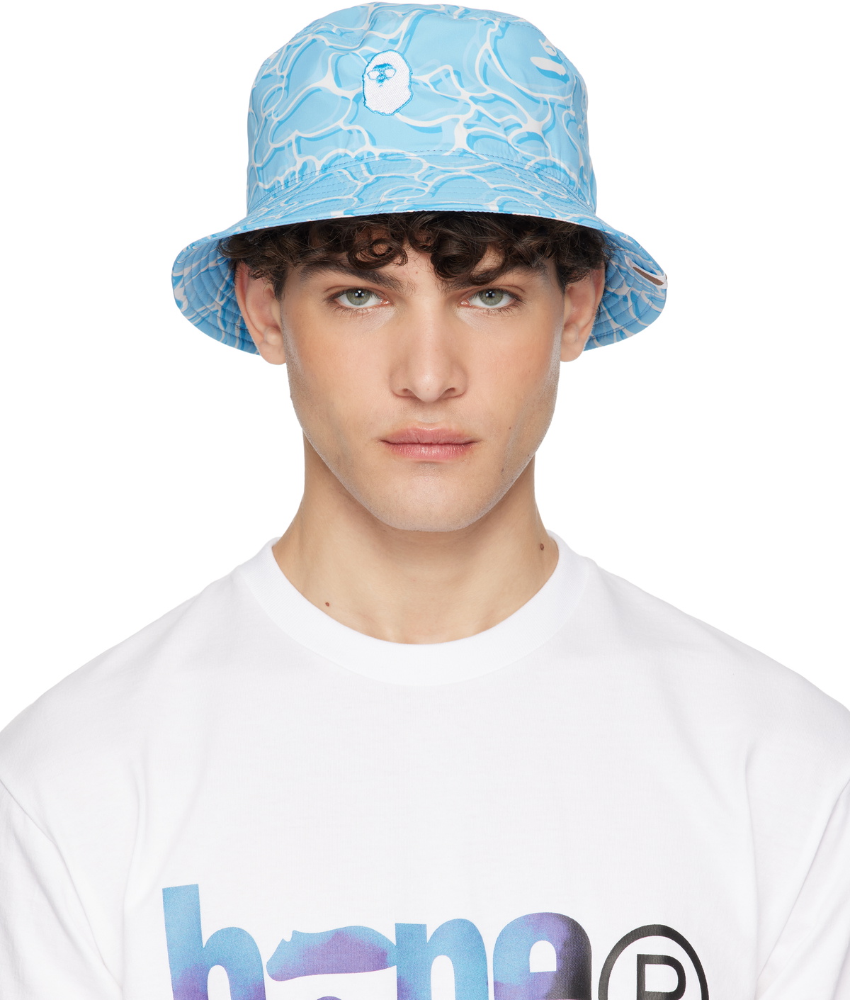 BAPE Blue ABC Camo Logo Bucket Hat A Bathing Ape