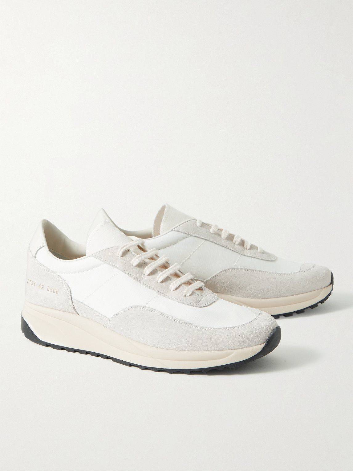Common Projects - Track 80 Leather-Trimmed Suede and Ripstop Sneakers ...