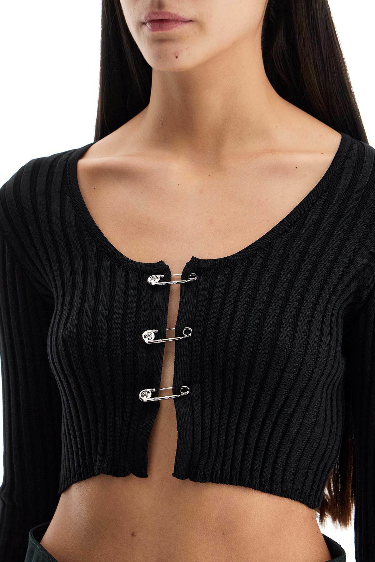 VERSACE 'cropped safety pin cardigan Black Versace