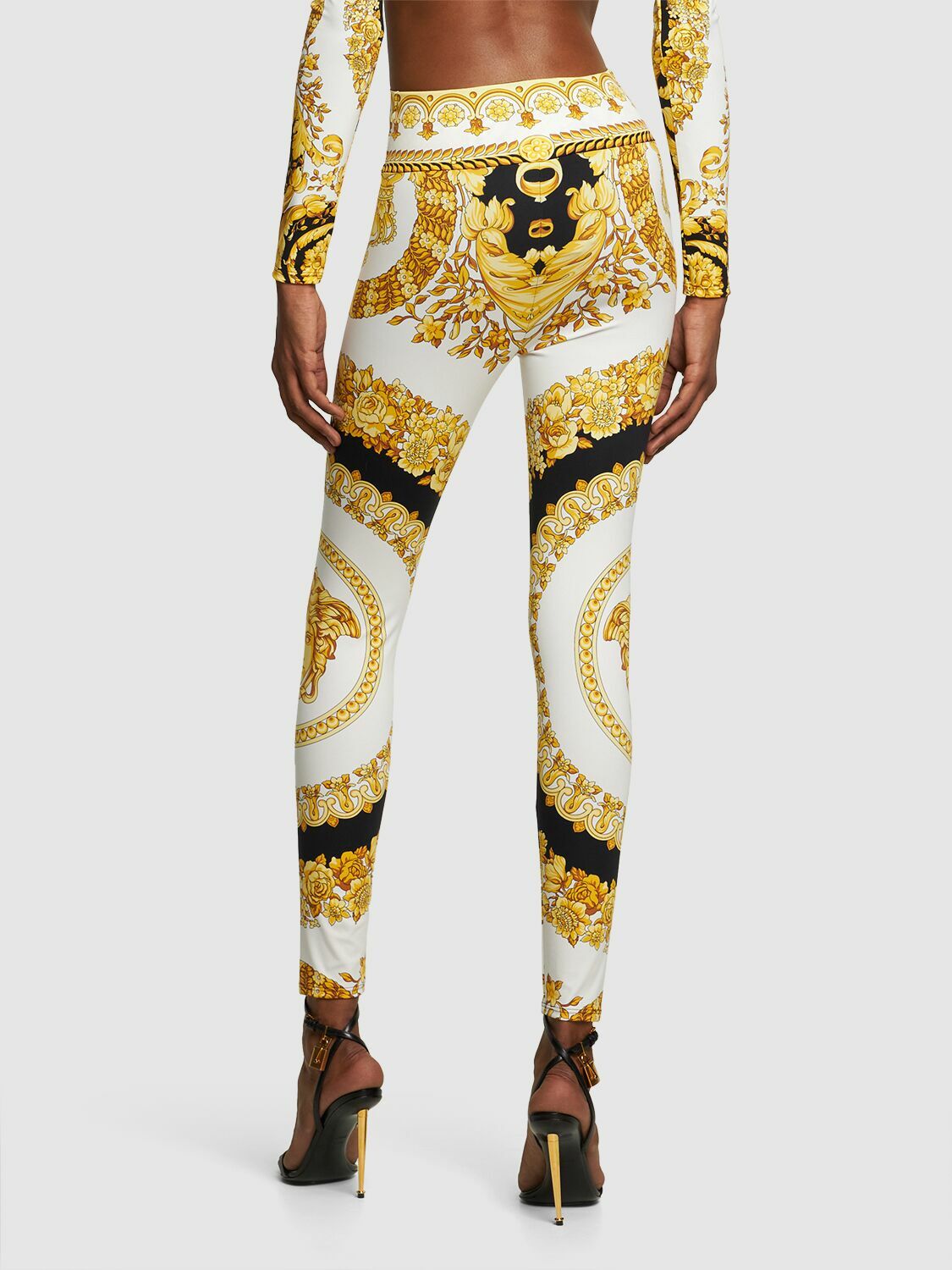 VERSACE - Barocco Printed Jersey Leggings Versace