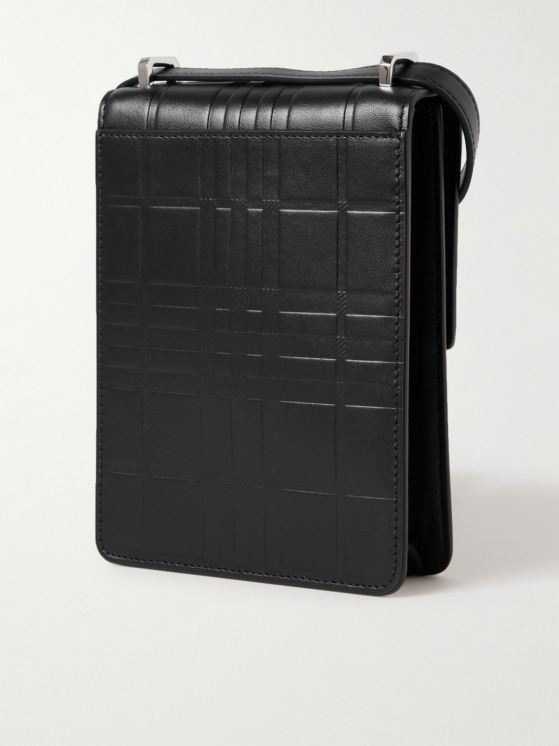 Burberry - Logo-Embellished Embossed Leather Messenger Bag Burberry