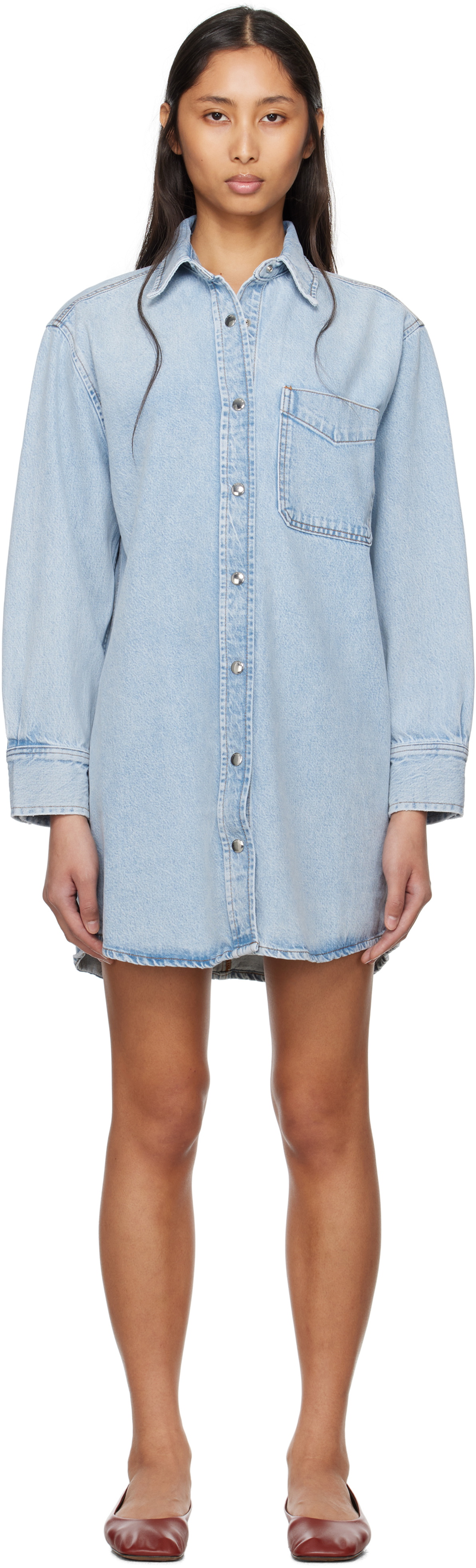 FRAME Blue 'The Shirt' Denim Minidress Frame Denim
