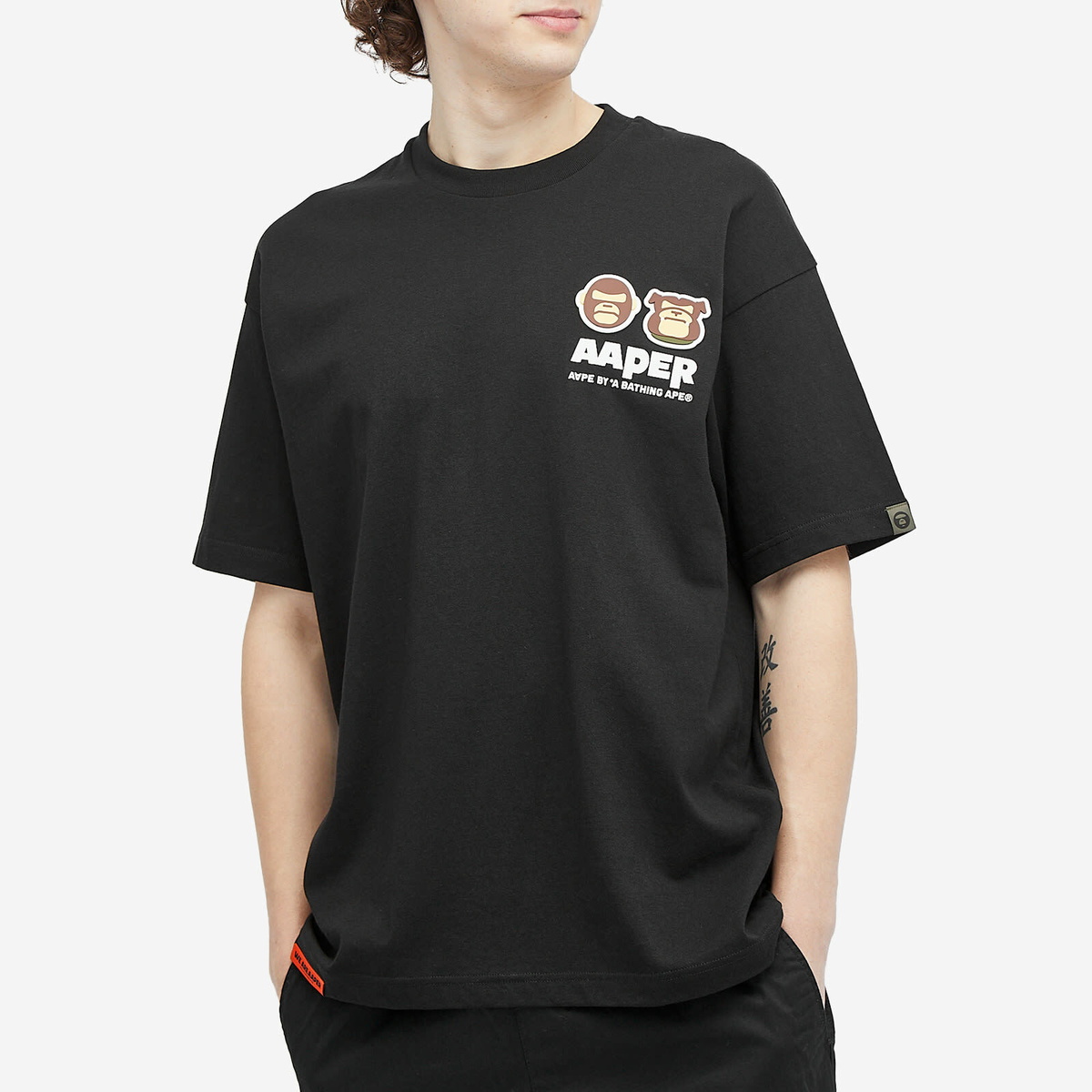 Men's AAPE Aaper Printed T-Shirt in Black AAPE by A Bathing Ape