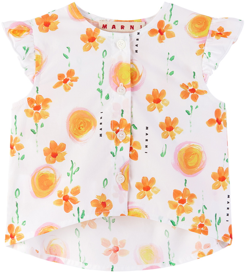 Marni Baby White Floral Shirt Marni