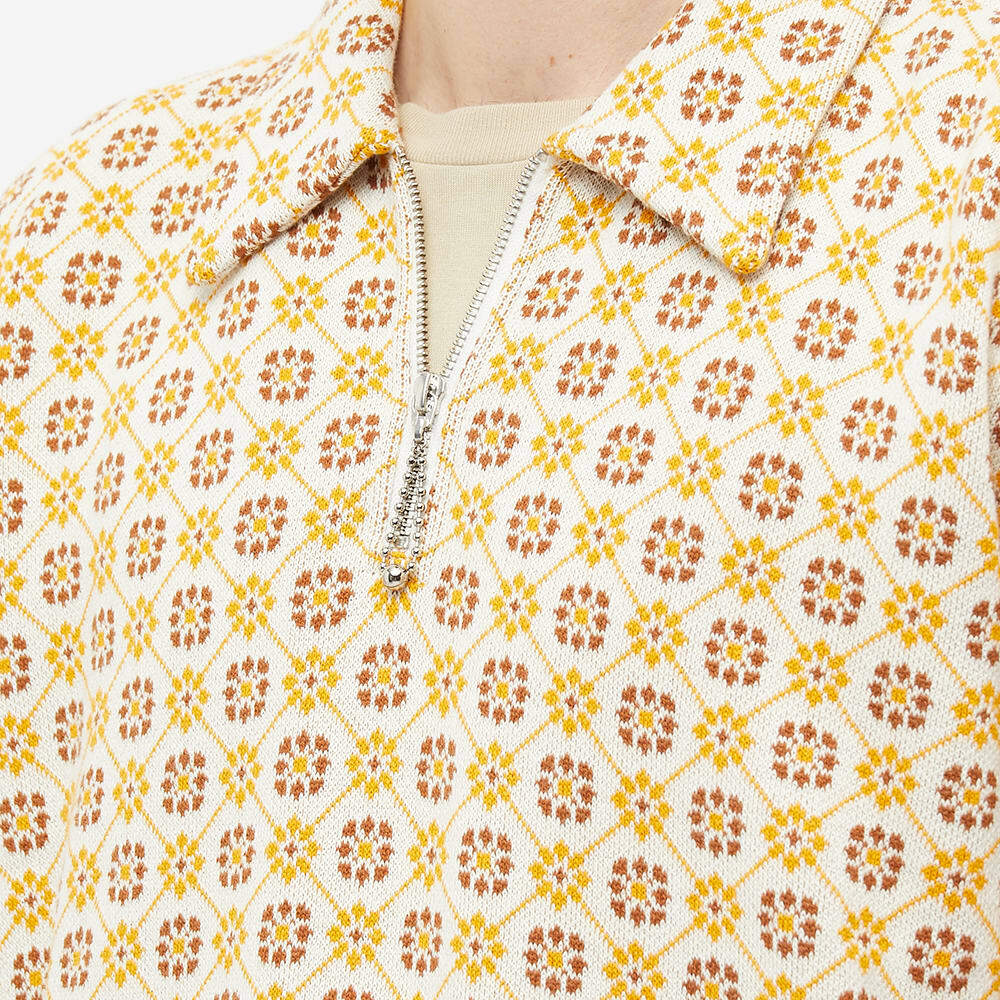 Bode Men's Floral Jacquard Quarter Zip Pullover in Marigold Multi Bode
