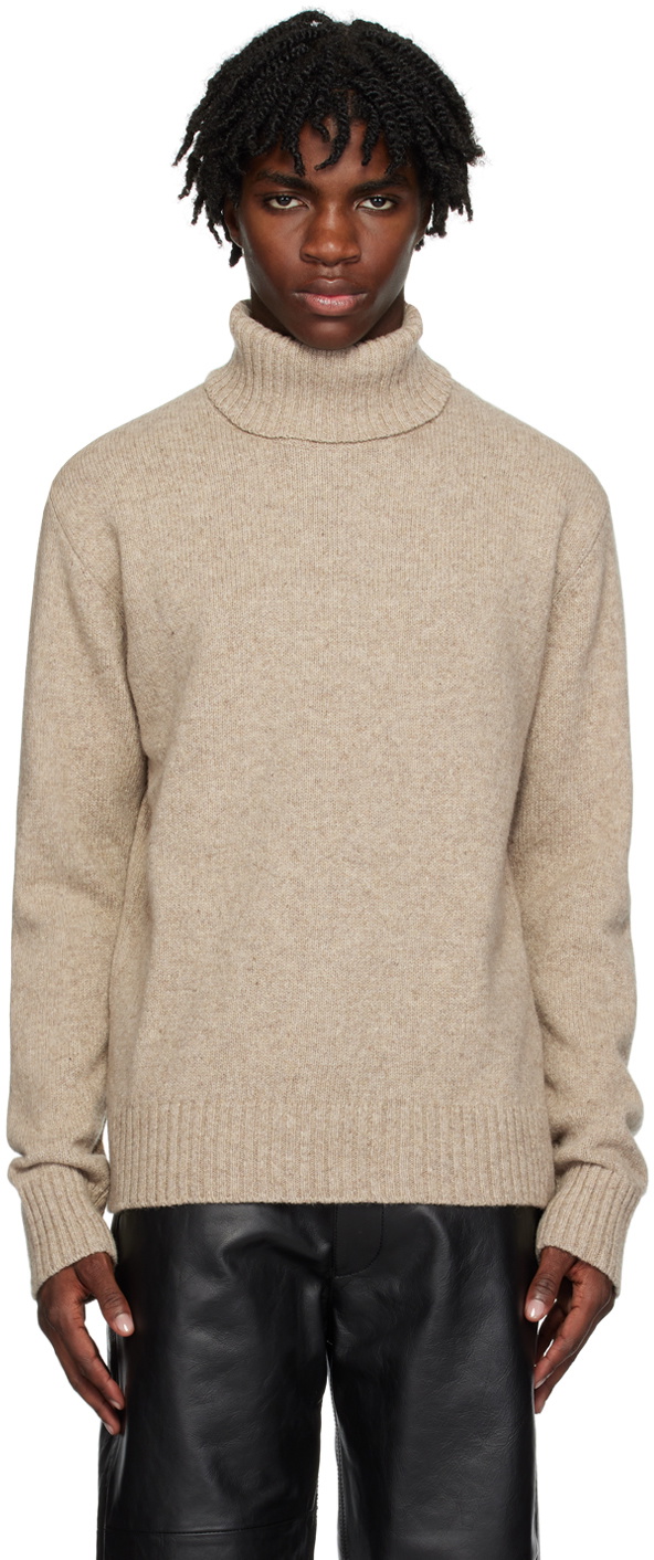 Universal Works Beige Roll Neck Turtleneck Universal Works