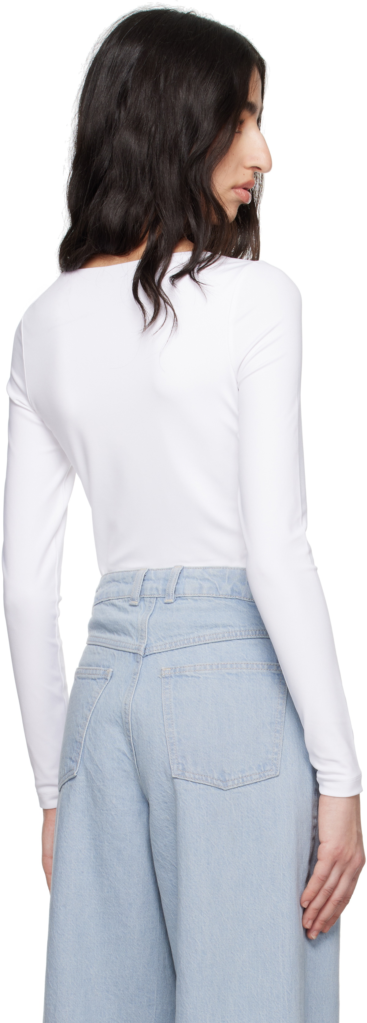 REMAIN Birger Christensen White Long Sleeve Jersey Top REMAIN Birger ...