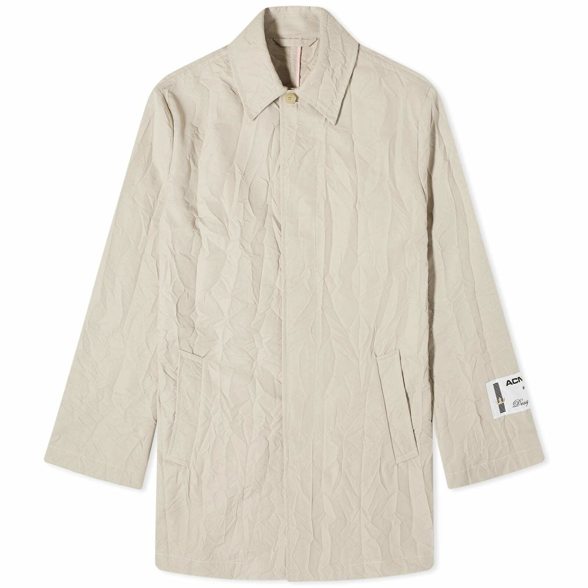 Acne Studios Men's Okort Crinkle Trench Coat in Light Beige Acne Studios Men's Okort Crinkle Trench Coat in Light Beige