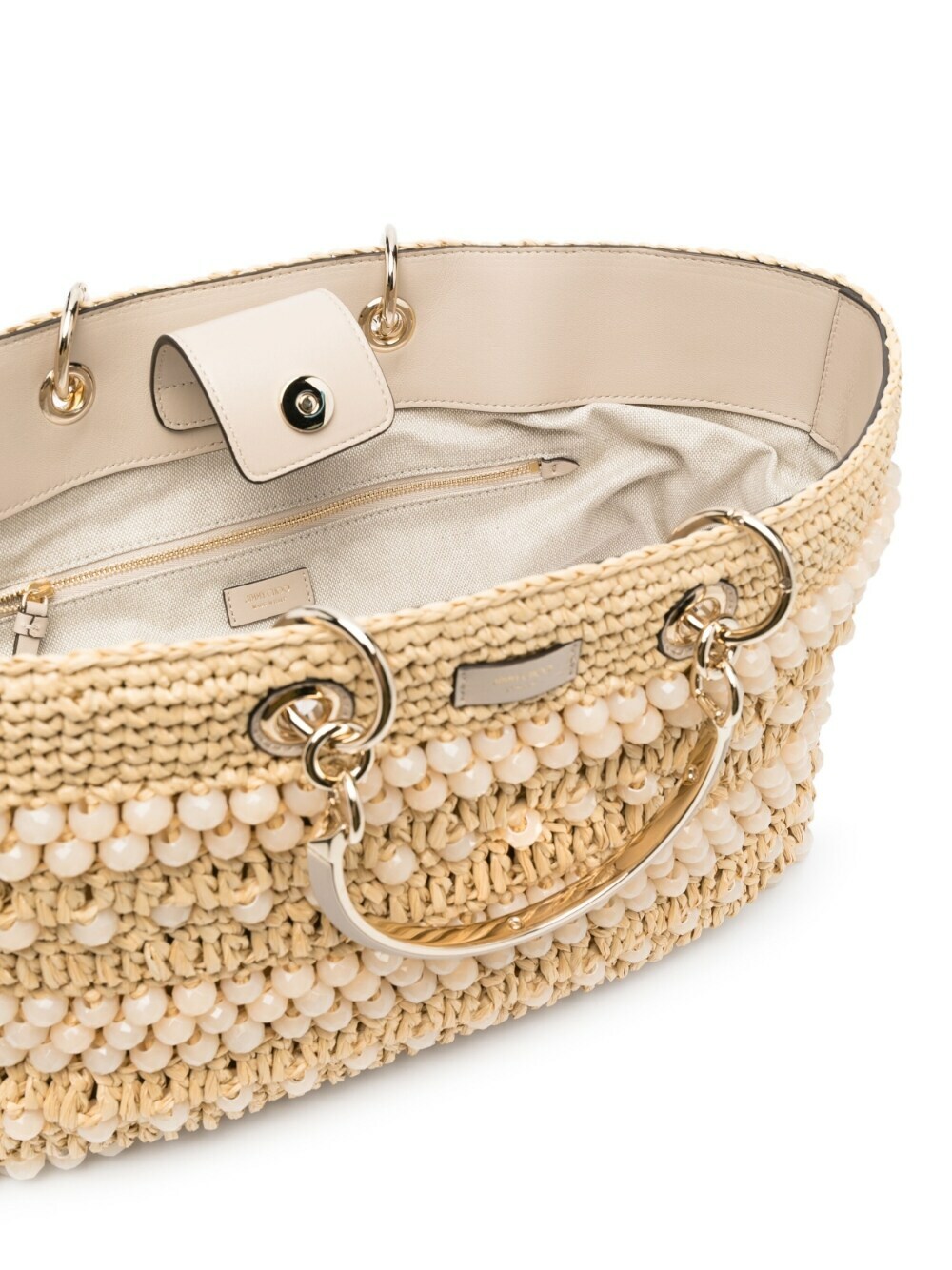 JIMMY CHOO - Bon Bon Beaded Raffia Tote Bag Jimmy Choo