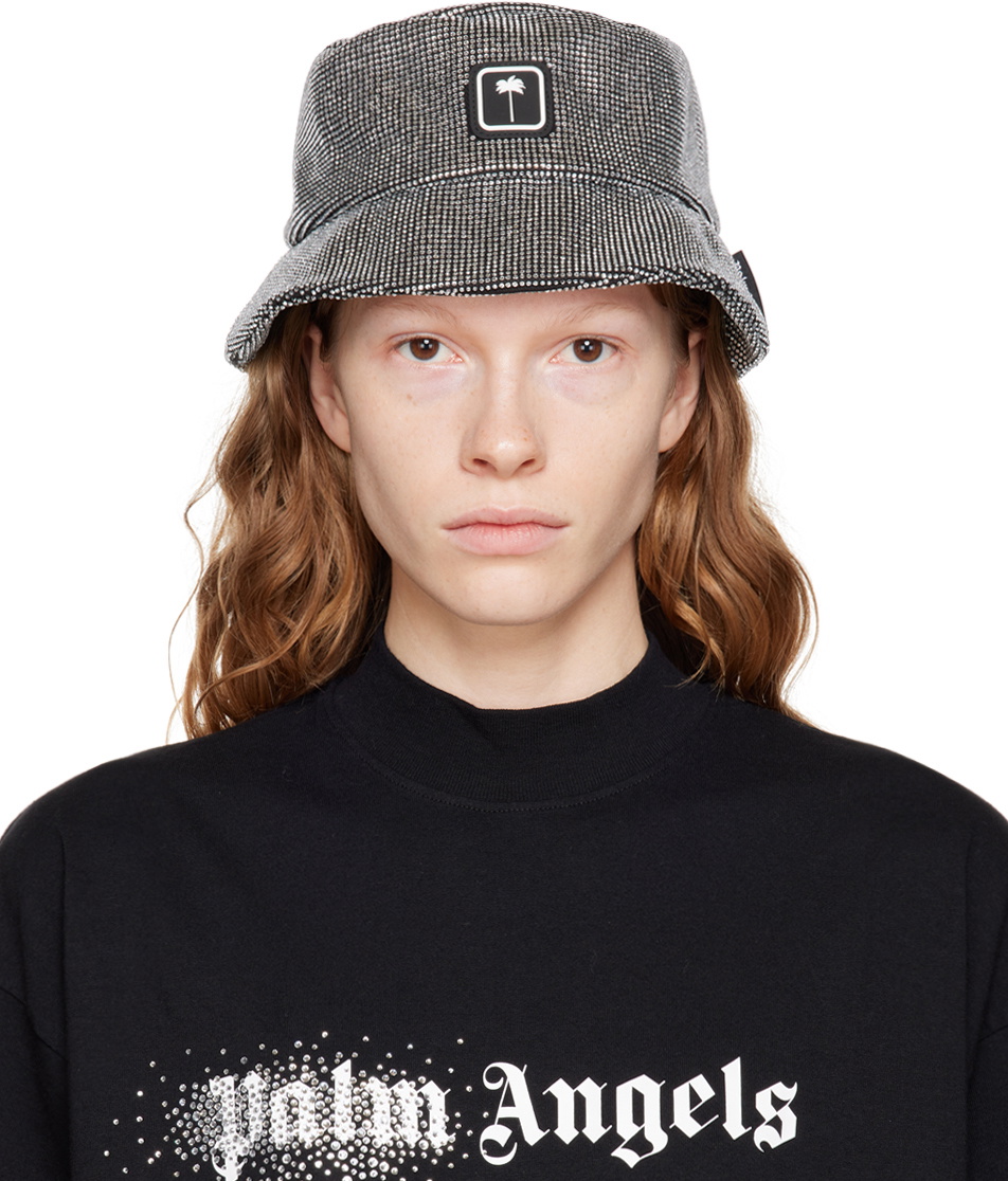 Palm Angels Black Rhinestone Bucket Hat Palm Angels