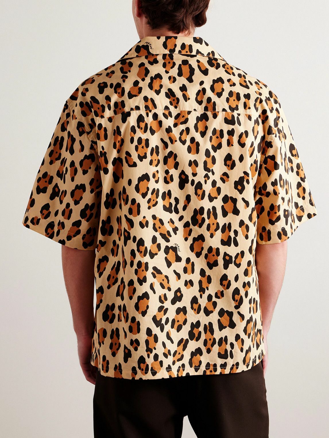 Marni - Convertible-Collar Leopard-Print Cotton-Poplin Shirt - Brown Marni